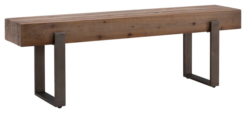 Darein Rustic Industrial Bench, Natural and Black - Industrial - Accent ...