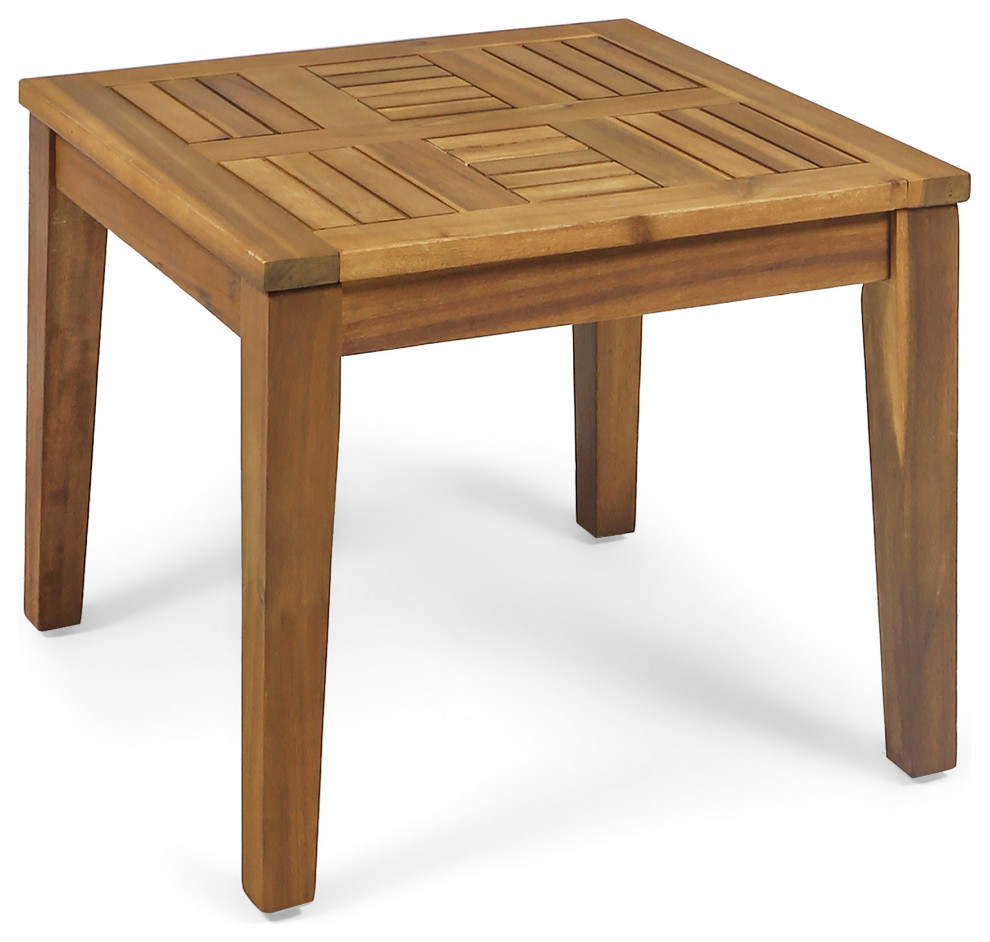 Savannah Outdoor Acacia Wood Side Table - Transitional - Outdoor Side ...