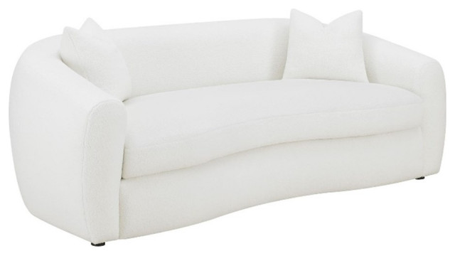Pemberly Row Modern Fabric Upholstered Tight Back Sofa White ...