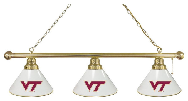 Holland Virginia Tech University 3-Shade Billiard Light - Brass - Contemporary - Pool Table ...