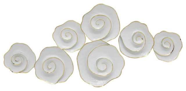 Metal 44" Rose Wall Decor, White - Contemporary - Metal Wall Art - by ...