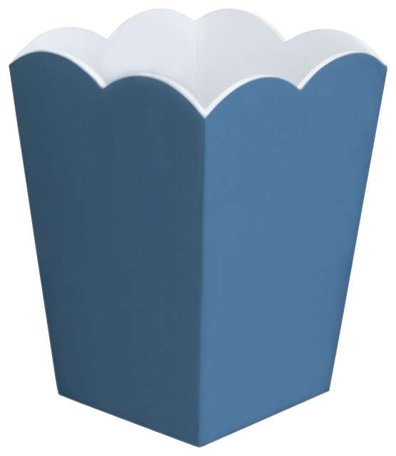 Addison Ross Lacquer Scalloped Waste Bin (Denim & White) - Contemporary ...