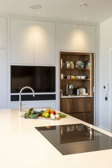 Walnut, Spray Painted and Liquid Metal Kitchen, Chiselhurst, Kent ...