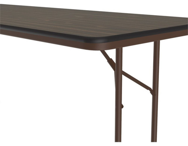 Home Square Melamine Top Folding Table in Walnut Finish - Set of 4 ...