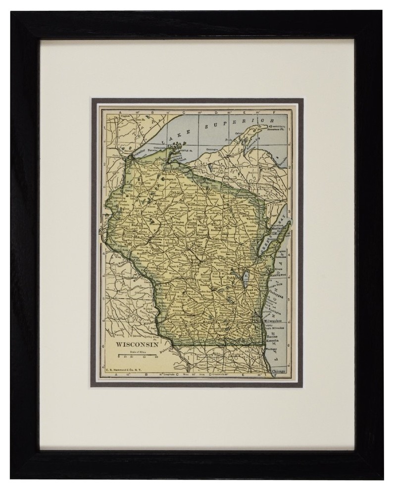 Original Wisconsin Map, Framed Vintage Wisconsin Map- Authentic 1920s ...