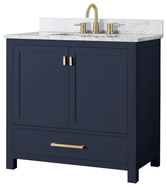 Avanity Modero Bath Vanity, Navy Blue, 37" - Transitional - Bathroom ...