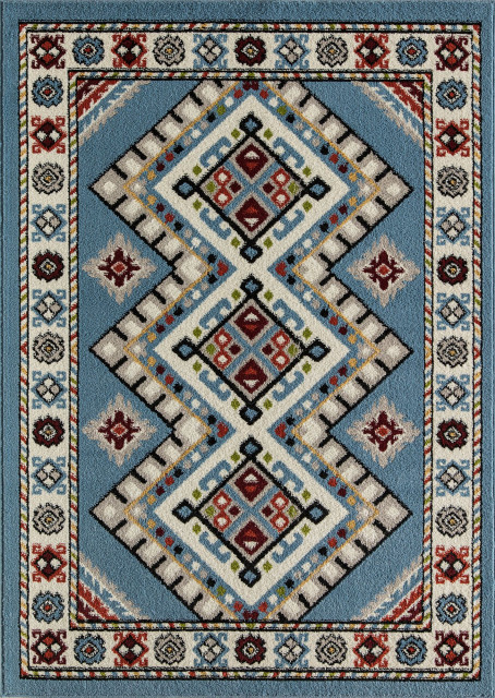 Rugs America Khloe KH50B Tribal Moroccan Village Blue Area Rugs, 8'x10 ...