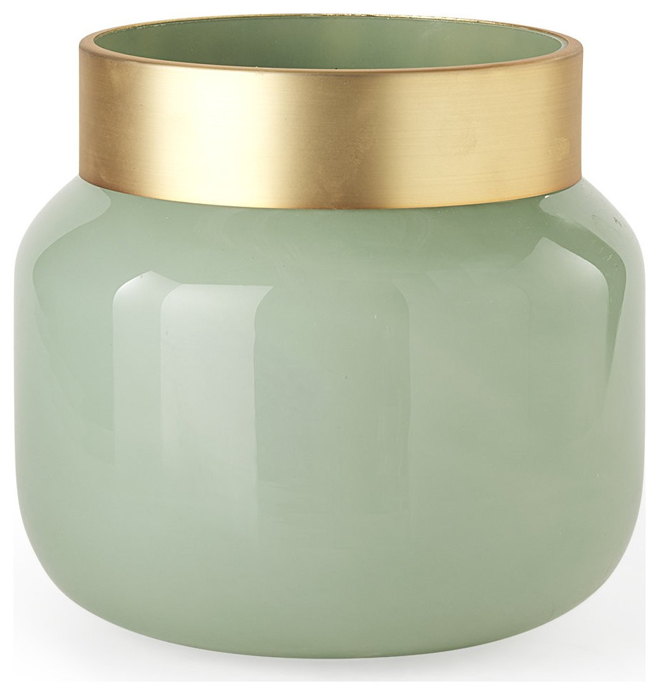 10" Smokey Green and Glass Rounded Square Vase - Contemporary - Vases ...