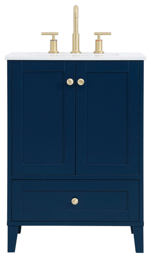 24" Single Bathroom Vanity, Blue, Vf18024Bl - Transitional - Bathroom ...