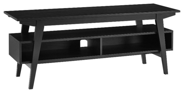47" Japandi Solid Wood TV Stand - Black - Transitional - Entertainment ...