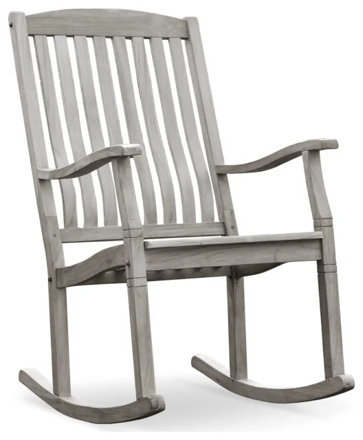 Outdoor Rocking Chair, Teak Wood Construction With Slatted Back ...