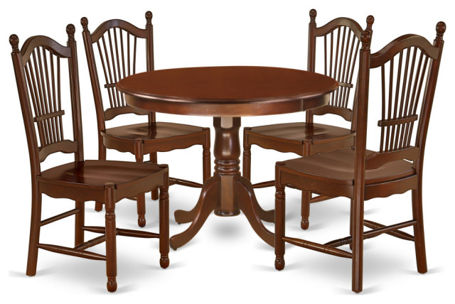 3-Piece Round 42 Inch Dining Table and 2 Wood Seat Dining Chairs ...