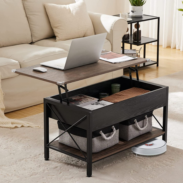Lift Top Coffee Table with Two Free HQ Cloth Bins Storage ...