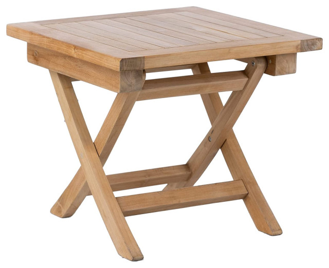 20x20" Teak Wood Coffee Table Square Folding Side Table - Modern ...