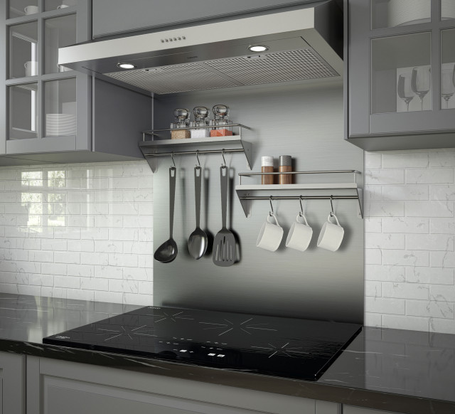 Ancona Stainless Steel Backsplash, Two-Tiered Shelf and Rack - Modern ...