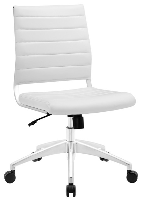Modern Contemporary Office Chair, White Faux Leather - Scandinavian ...