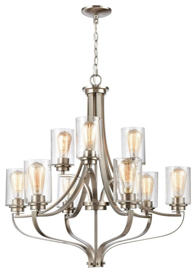 Transitional Nine Light Chandelier-Brushed Nickel Finish - Chandelier ...