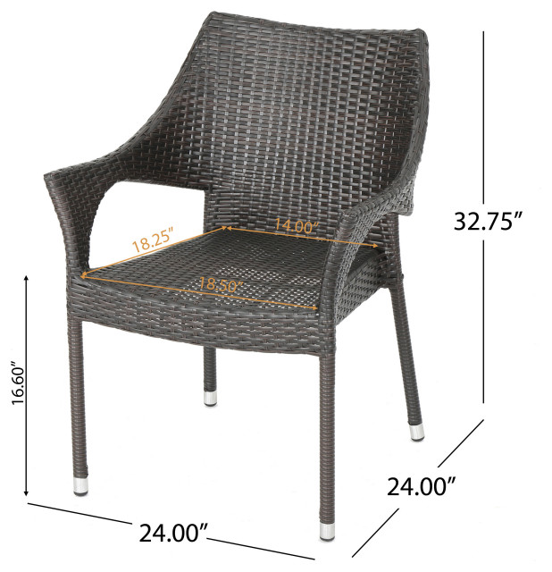 GDF Studio Miranda Outdoor Mix Mocha Wicker Stacking Dining Chairs, Set ...