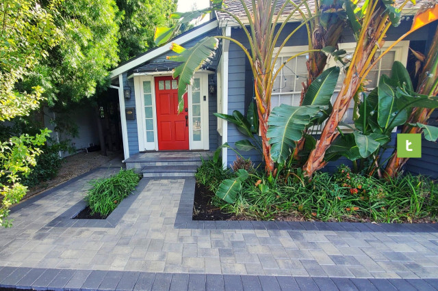 Driveway Remodel using Angelus Courtyard Pavers - Contemporary - Los ...