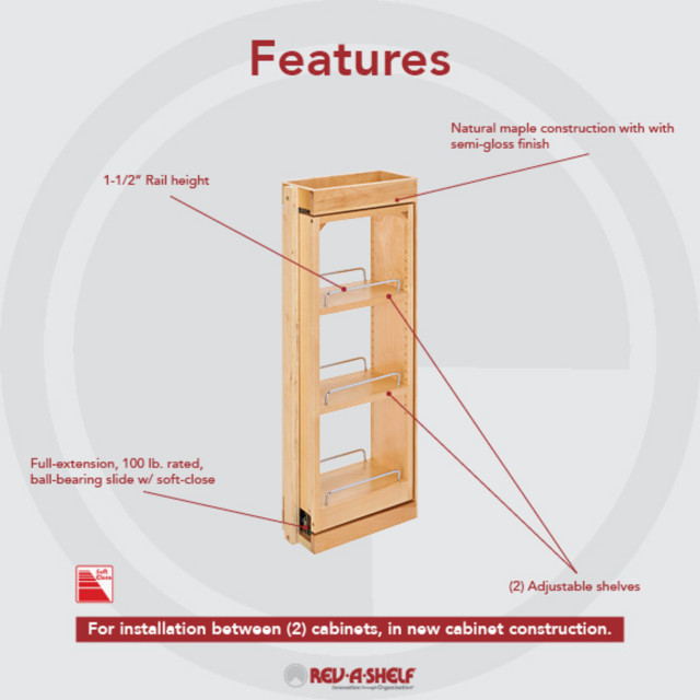 Wood Wall Filler Pull Out for 30" H New Kitchen Wall Cabinets, 6"W ...