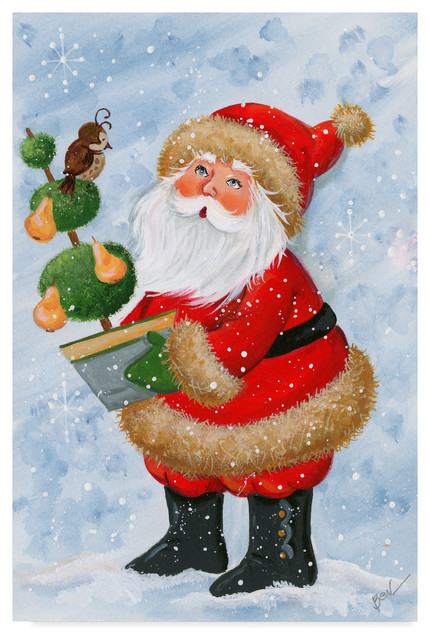 Beverly Johnston 'Santa And A Partridge In A Pear Tree' Canvas Art, 30 ...