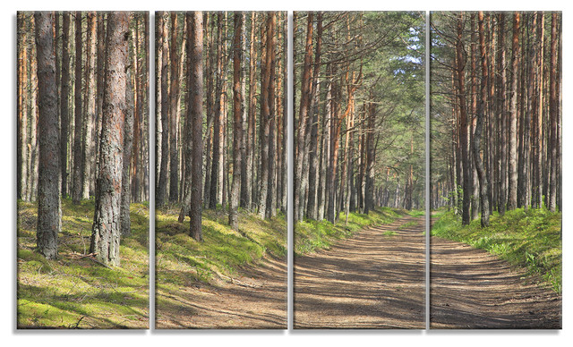 Beautiful Road Through Thick Woods, Modern Forest Canvas Art, 48"x28 ...