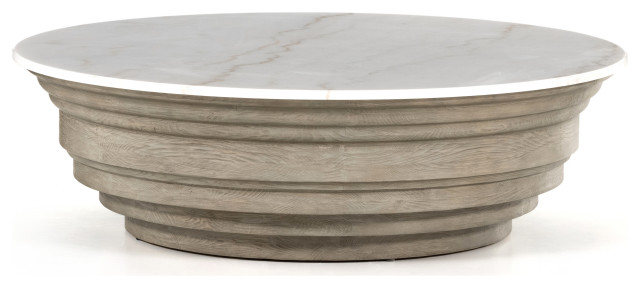 Caldwell Stone Top Coffee Table-Wht Mbl - Transitional - Coffee Tables ...