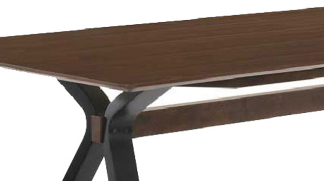 Wooden Dining Table with X Shaped Angled Leg Support, Brown and Black ...