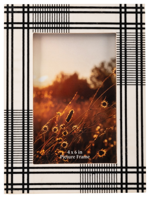 Resin, 4X6 Plaid Lines Photo Frame, Black/White, 6x1x8 inches ...