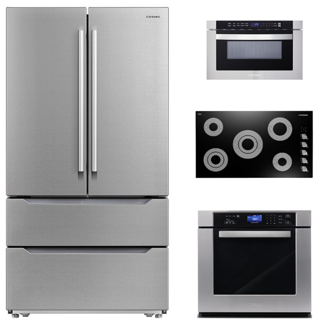 4PC Package 36" Electric Cooktop 24" Oven 24" Microwave Drawer ...