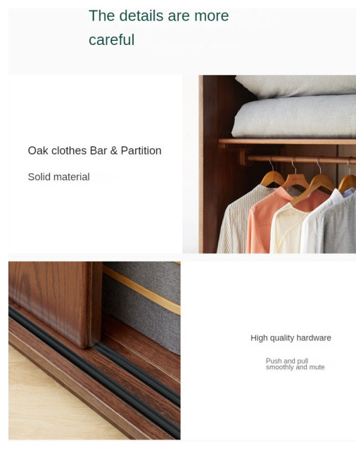 Oak Solid Wood Wardrobe Sliding Door, 1.2-Meter Sliding Door Wardrobe ...