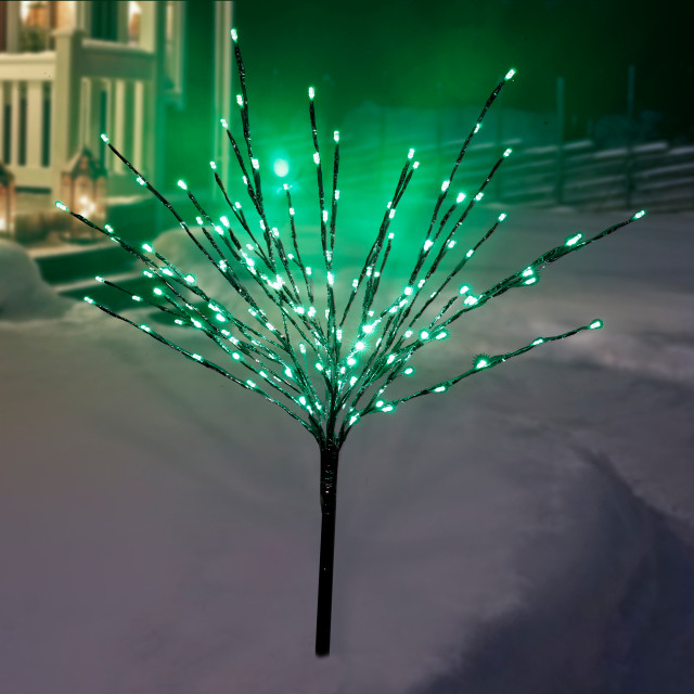39"H Indoor/Outdoor Metallic Tree Stake Holiday Decoration with Green ...