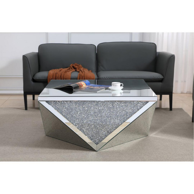 Elegant Modern 38" Square Crystal Coffee Table Silver Crystal - Contemporary - Coffee Tables ...