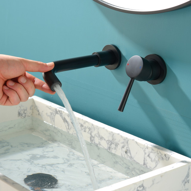 Single Handle Wall Mount Bathroom Faucet - Transitional - Bathroom Sink ...