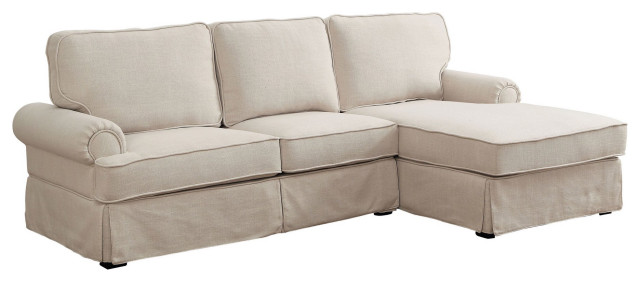 Transitional Sectional Sofa, Comfortable Oversized Seat With Rolled ...