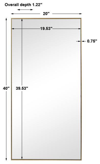 Sleek Contemporary 40" x 20" Rectangular Vanity Wall Mirror, Gold ...