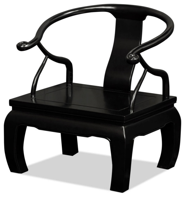 Black Elmwood Chow Leg Chinese Monk Chair - Traditional - Armchairs And ...
