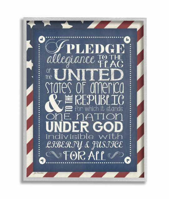 Stupell Industries Pledge Of Allegiance With American Flag Background ...
