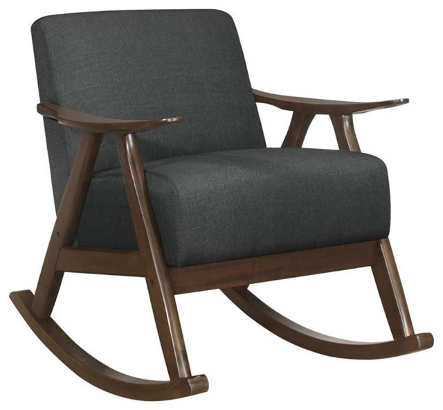 Lexicon Waithe Mid-Century Fabric Rocking Chair in Dark Walnut/Dark ...