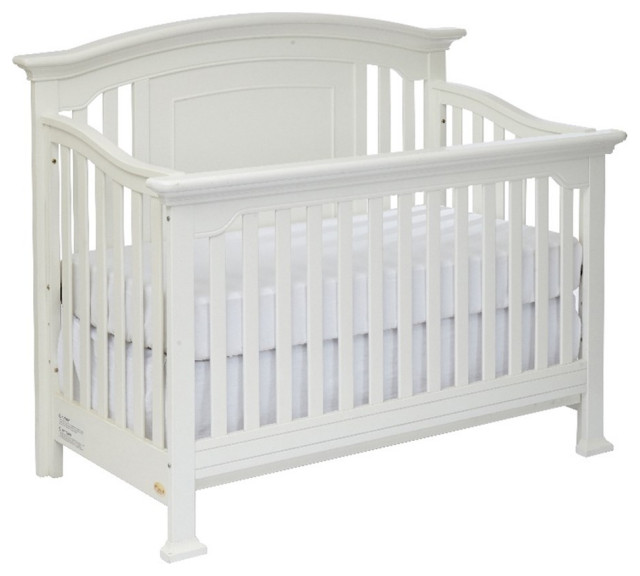 Centennial Medford Traditional Wood 4-in-1 Convertible Crib in White ...