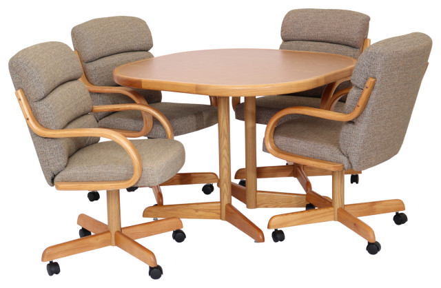 5-Piece 42x42 Caster Dining Set Laminate Table Top & Pewter Caster ...