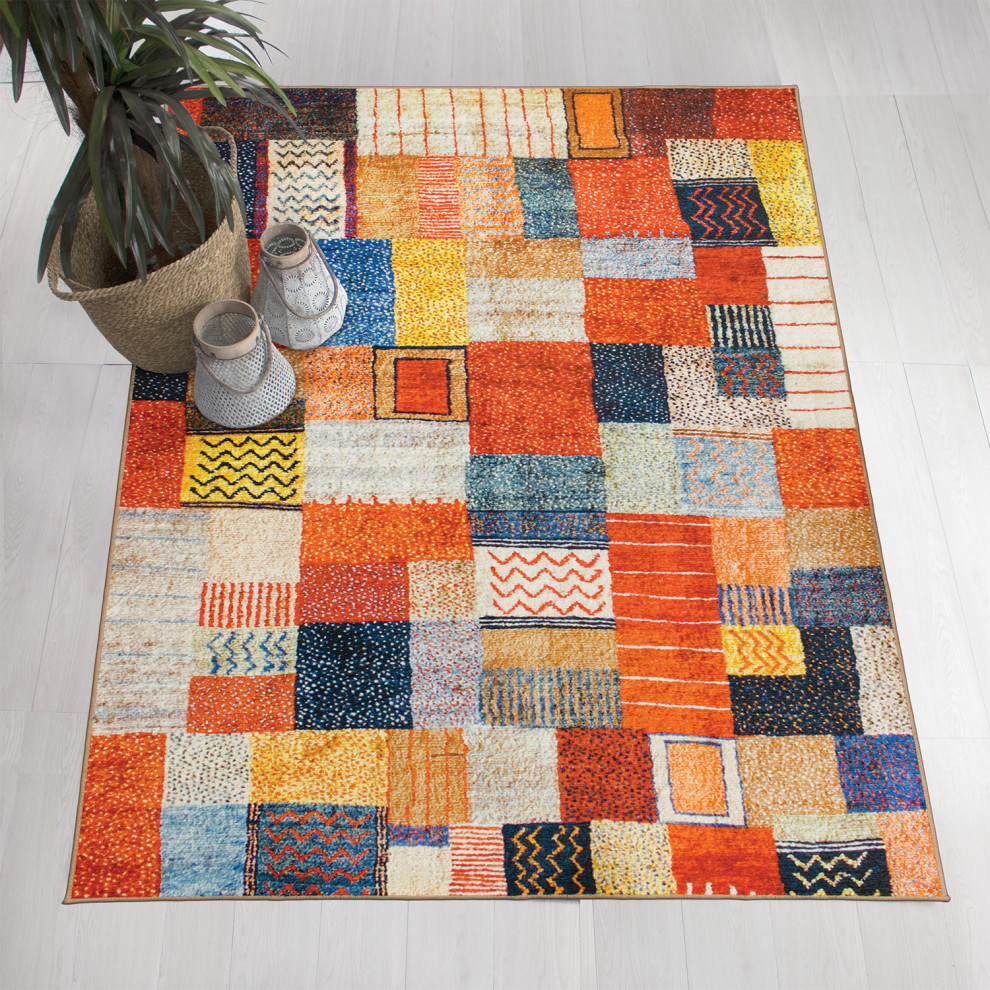 My Magic Carpet Patchwork Multicolor Rug, 5'x7' - Contemporary - Area ...