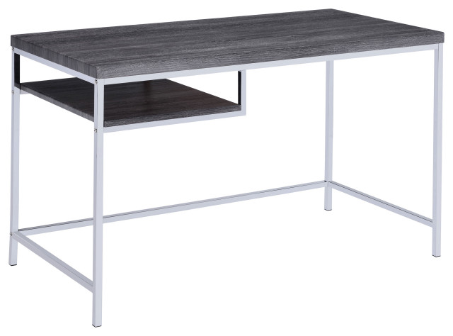 Kravitz Rectangular Writing Desk Weathered Grey and Chrome ...