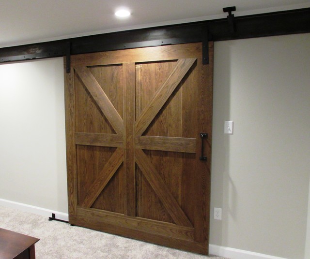 Ijamsville Basement with cool barn doors - Transitional - Basement - DC ...
