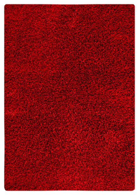 Hand Woven Red Shag Area Rug, 5'2"x7'6" - Contemporary - Area Rugs - by ...