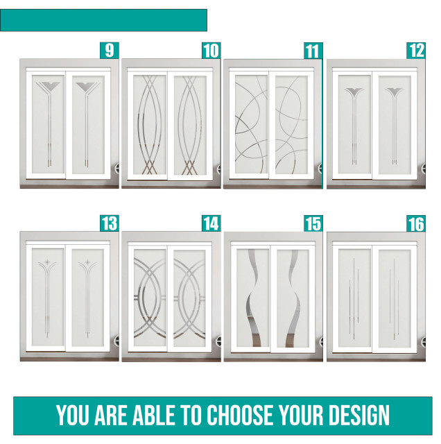 2 Panel Bypass Sliding Closet Doors with Mirror Effect Frosted Designs ...