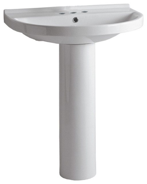 U-Shaped Basin with Faucet Drilling, Chrome Overflow and Rear Center ...