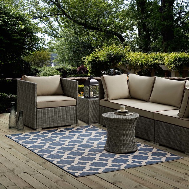 Modern , Indoor/Outdoor Area Rug, Multi/Blue - Contemporary - Outdoor ...