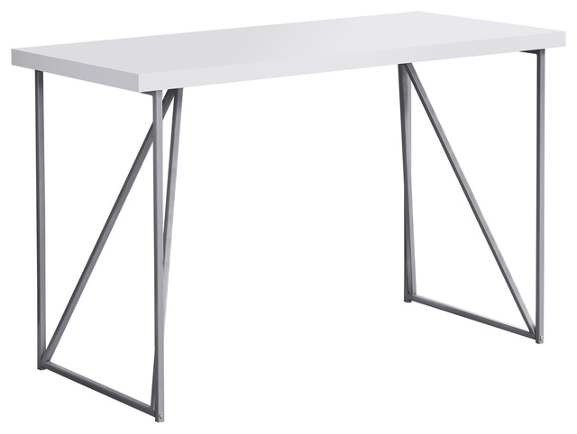 48" Computer Desk, White, Silver Metal - Contemporary - Desks And ...