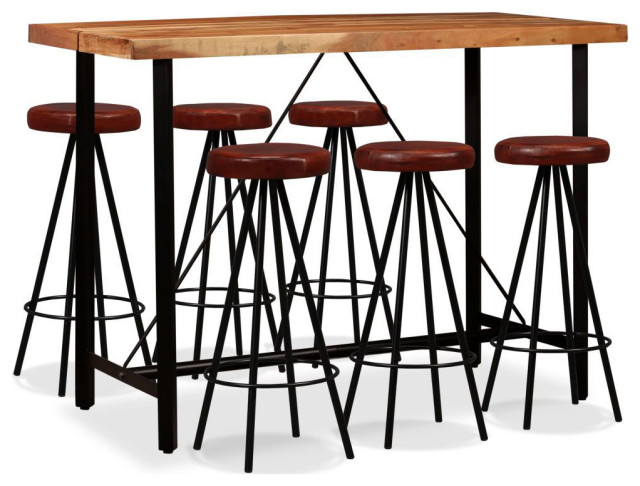 Wooden Bar Set 7pc - Industrial - Indoor Pub And Bistro Sets - by ...